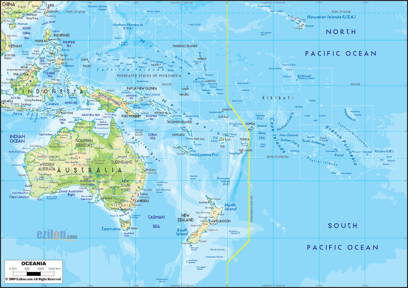 Australia And Oceania Physical Map - Cherey Benedicta Australia And Oceania Physical Map - Cherey Benedicta