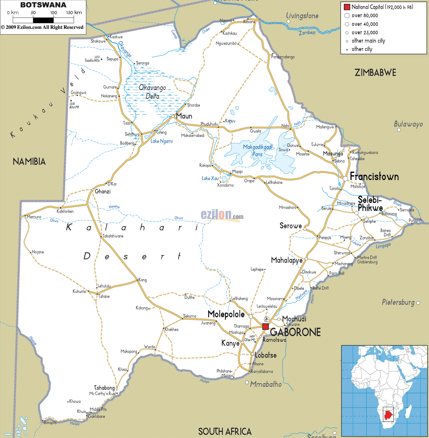Detailed Clear Large Road Map of Botswana - Ezilon Maps Detailed Clear Large Road Map of Botswana - Ezilon Maps