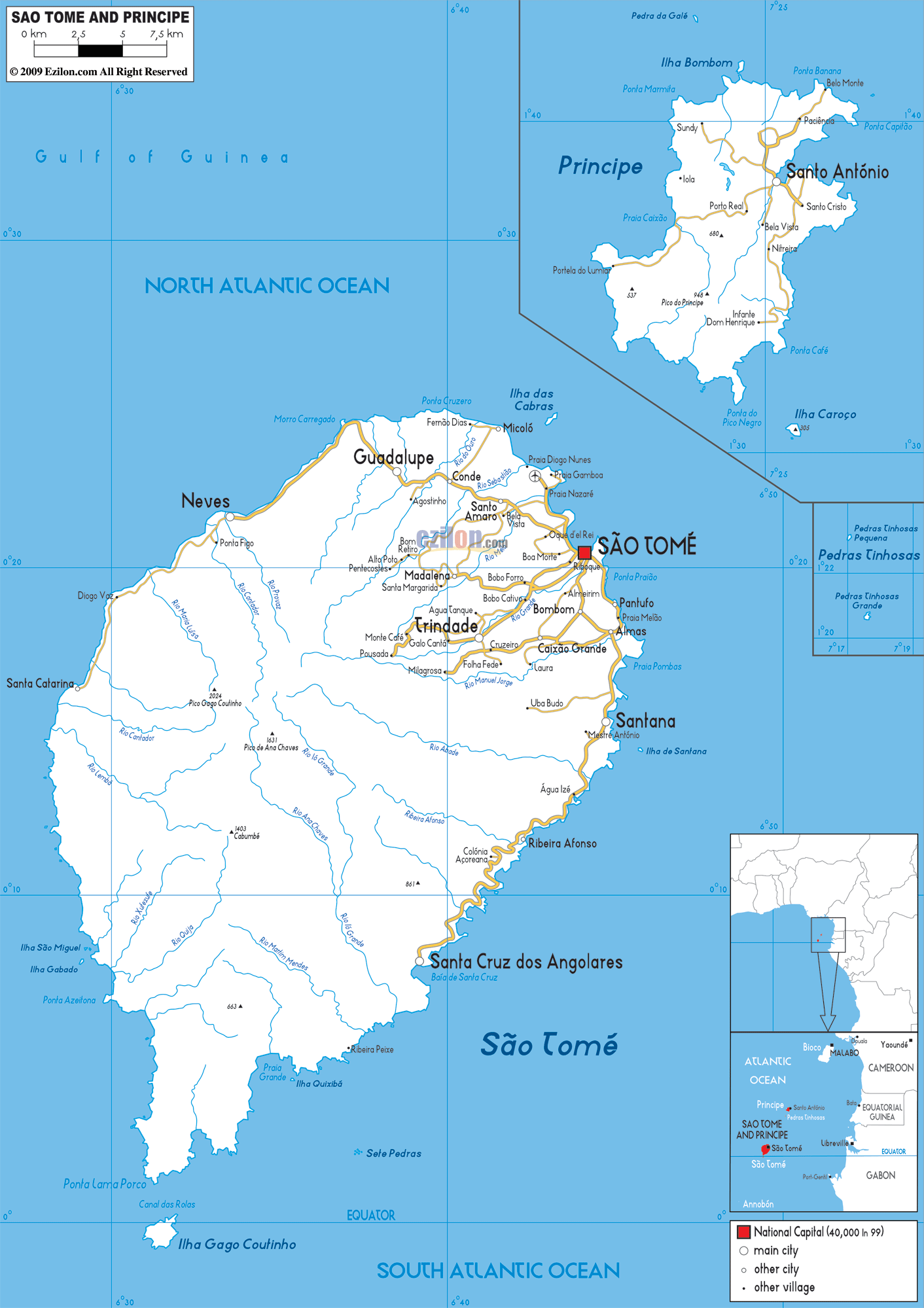 Detailed Clear Large Road Map Of Sao Tome And Principe Ezilon Maps