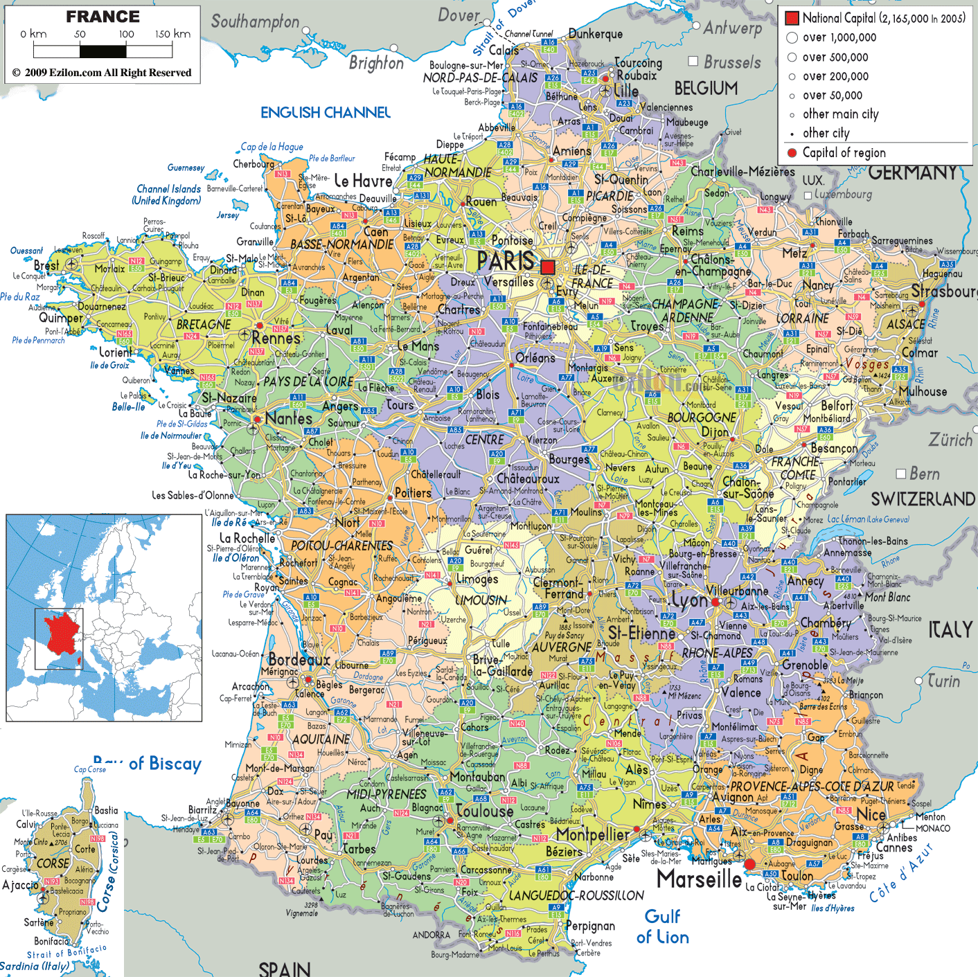 Detailed Political Map of France - Ezilon Maps Detailed Political Map of France - Ezilon Maps