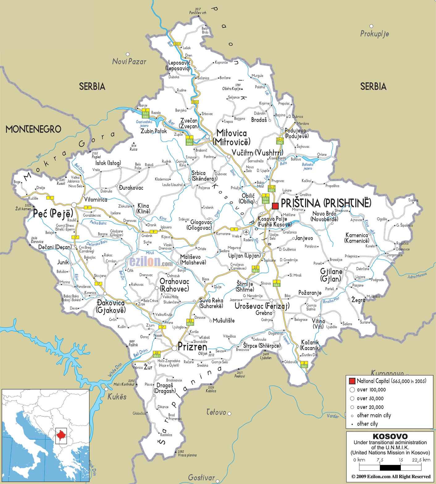 Detailed Clear Large Road Map Of Kosovo Ezilon Maps One For All Detailed Clear Large Road Map Of Kosovo Ezilon Maps One For All