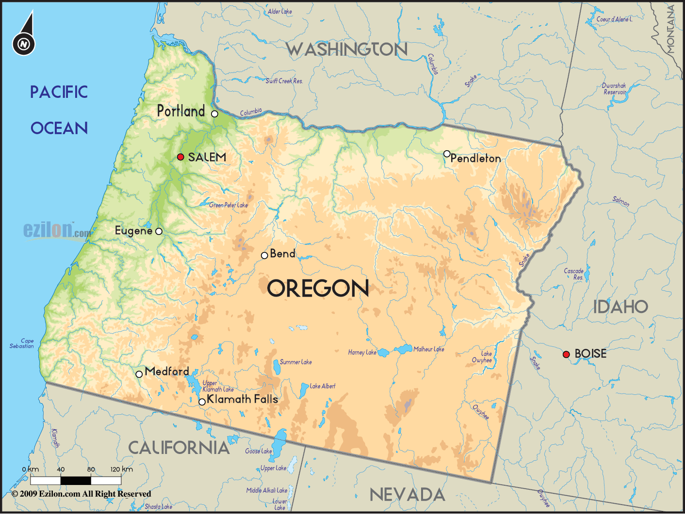 Geographical Map Of Oregon And Oregon Geographical Maps Geographical Map Of Oregon And Oregon Geographical Maps